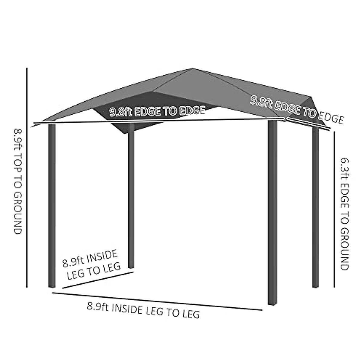 Outsunny 10' x 10' Soft Top Patio Gazebo Outdoor Canopy with Unique Geometric Design Roof, All-Weather Steel Frame, Gray