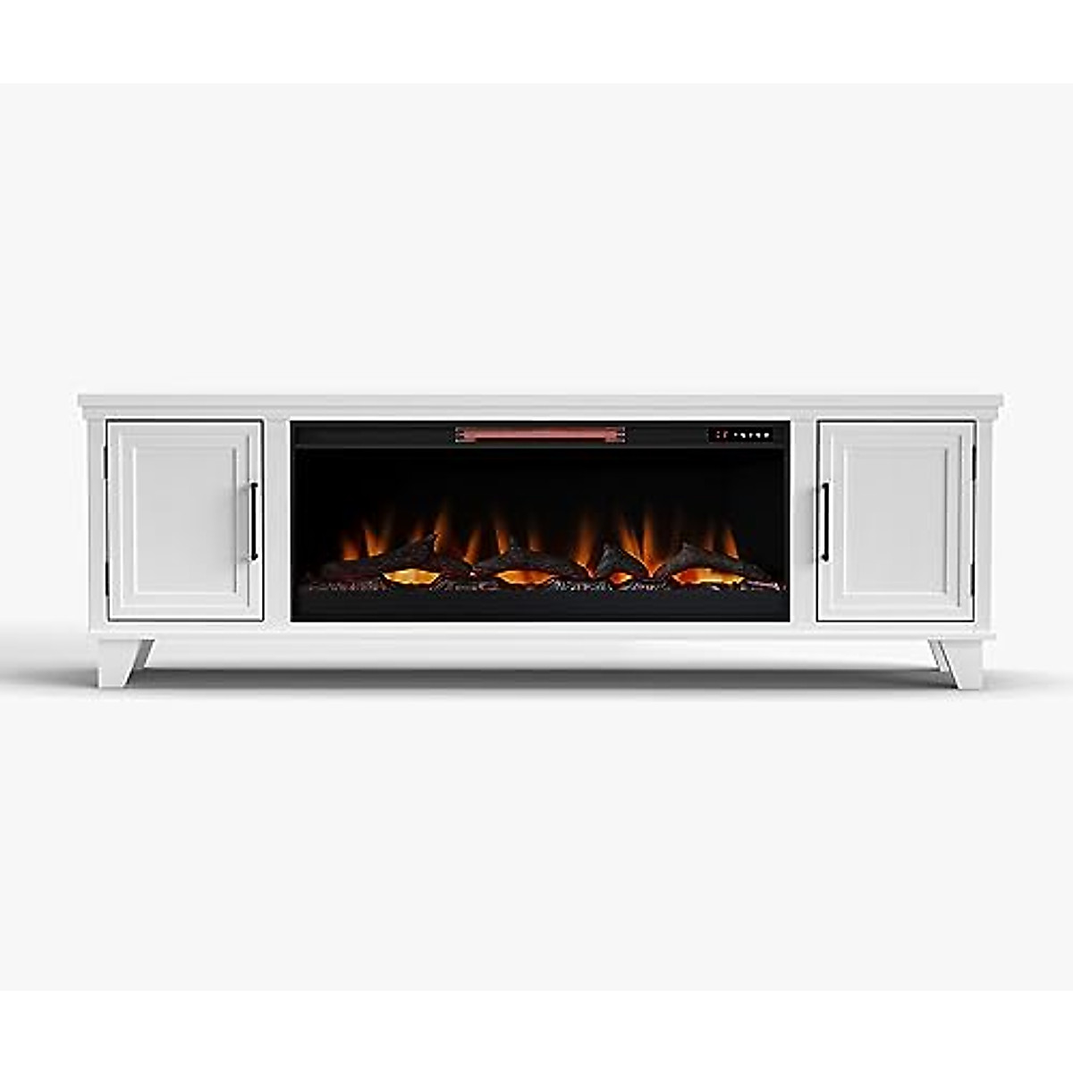 Realcozy 78 inch White TV Stand with Electric Fireplace - Modern Electric Fire Place & TV Console - Traditional Sonoma Design, Fits TVs up to 85''. 7 Flame Colors with Remote