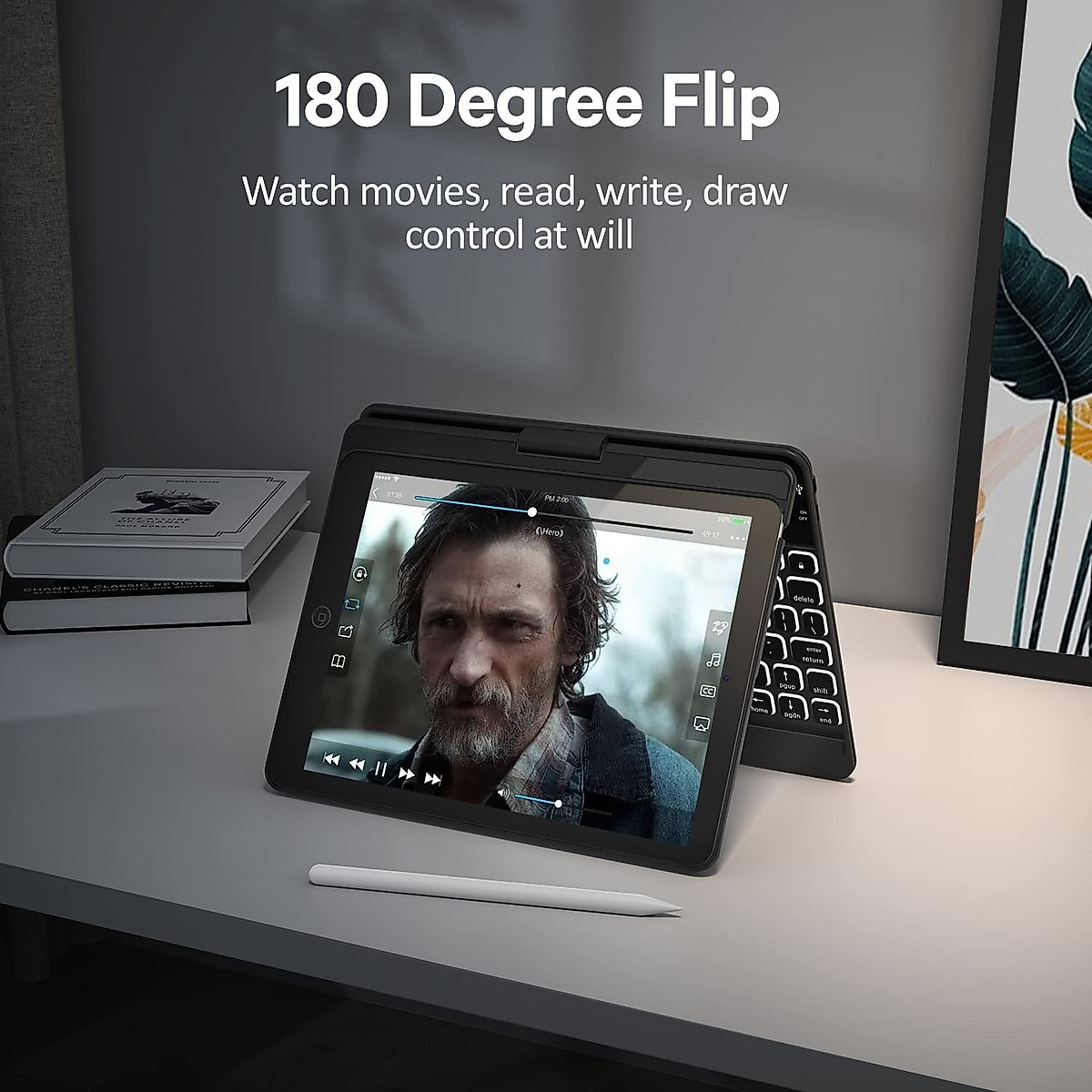 GreenLaw iPad Keyboard Case for iPad 6th 2018 - iPad 5th 2017- iPad Pro 9.7 - iPad Air 2 & 1-360° Rotation - 7 Color Backlit - Wireless Bluetooth - iPad Case with Keyboard, Black