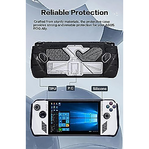 Protective Case for ASUS ROG Ally, TPU Case for ASUS ROG Ally with Kickstand, Included 2 ASUS ROG Ally Tempered Glass Screen Protector, Dustproof Nets, Joystick Protectors and 3.1 Adapter - Black