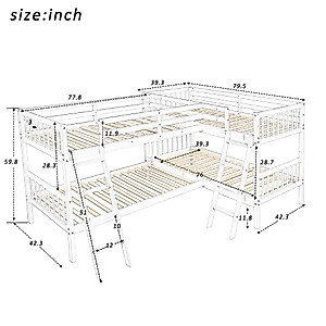 Merax L-Shaped Bunk Bed with Ladder,Twin Size
