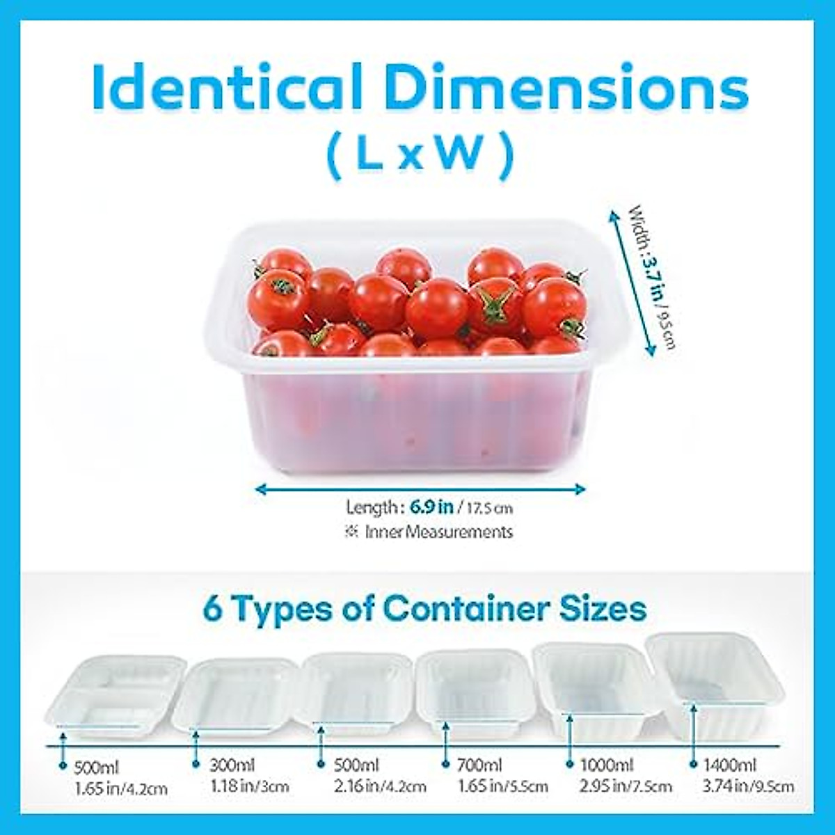 Lofaho Food Trays with sealing films bundle set, 30 Pcs (10~47oz) - Microwave-Safe Dishwasher-Safe Plastic Containers for Meal Prep, Stackable Airtight Leakproof Food Storage Trays