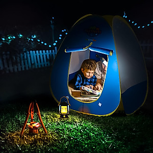 FUN LITTLE TOYS Kids Play Tent with Camping Toys, Toddler Tent with Battery Lantern, Kids Pop Up Tent Indoor Outdoor Toys Birthday Gifts for Girls Boys