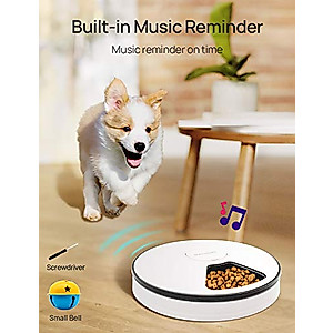 MAICHENG 6 Meal Automatic Pet Feeder-Dry Cat Food Dispenser with Programmable Timer, Portion Control, LCD Display-for Cats Small Dogs-420g