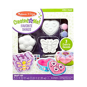 Melissa & Doug Created by Me! Favorite Things Craft Kits Set: Decorate-Your-Own Flower and Heart Treasure Boxes and Butterfly Bank