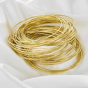 And Lovely 14K Gold Plated Plus Size Plated Bracelet Bangle - Set of 44 (Gold)