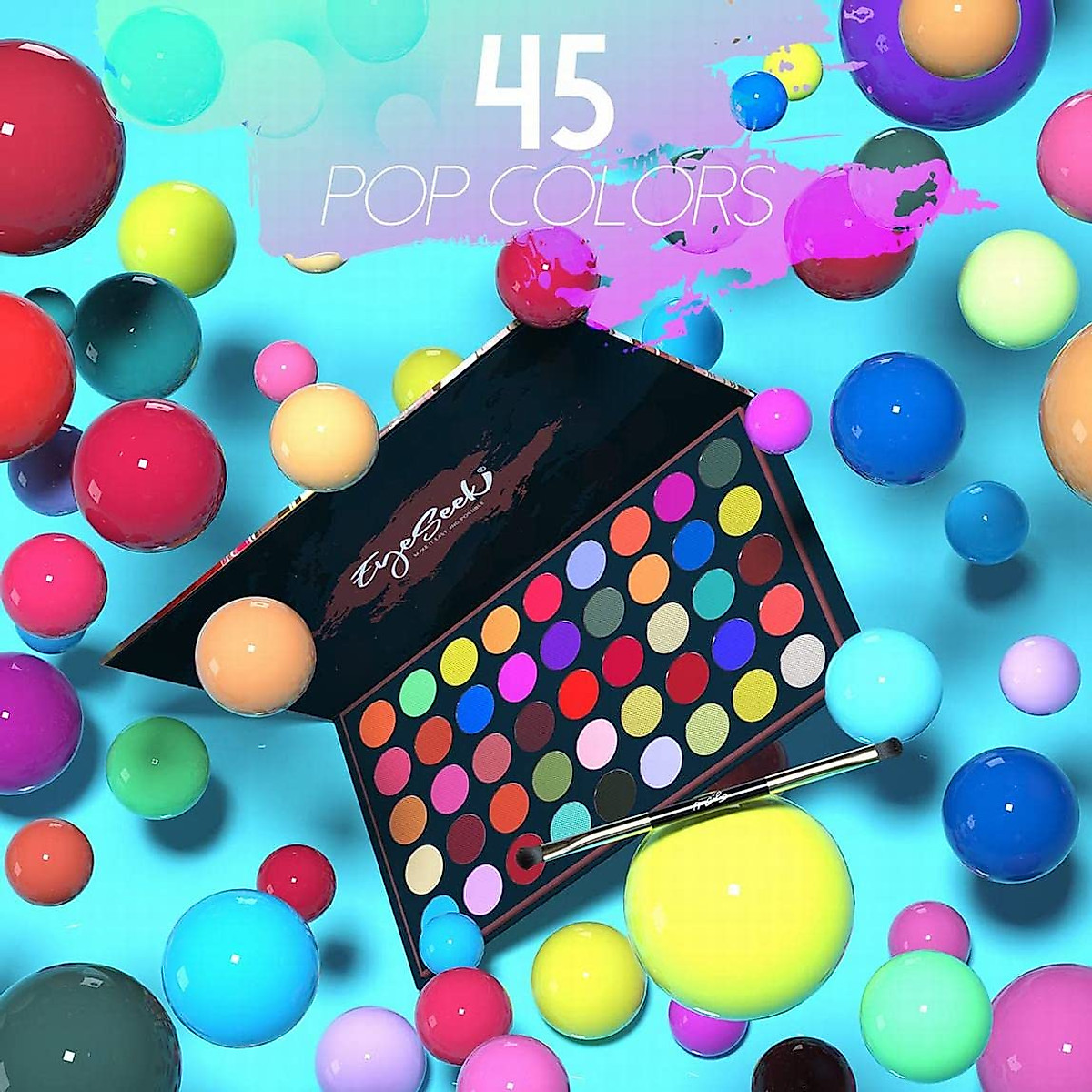 EYESEEK Colorful Eyeshadow Makeup Palette Sets + Brush, Bright 45 Shades Blendable , Matte High Pigmented Pallets, ing Waterproof Shadow Plattet Gift Sets for Halloween Makeup - All Matte Rainbow Color