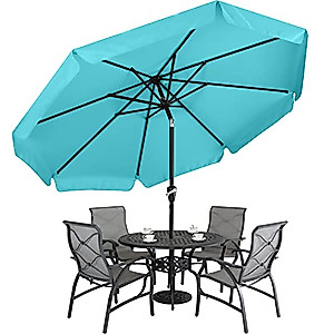 MASTERCANOPY Valance Patio Umbrella for Outdoor Table Market -8 Ribs (9ft, Turquoise)