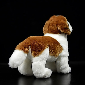 ZHONGXIN MADE Simulation Saint Bernard Dog Plush Toy - Realistic 12" Standing Soft Saint Bernard Pet Dog Stuffed Animal Puppy Model Toy, Unique Plush Gift Collection for Kids Birthday, Home Decor