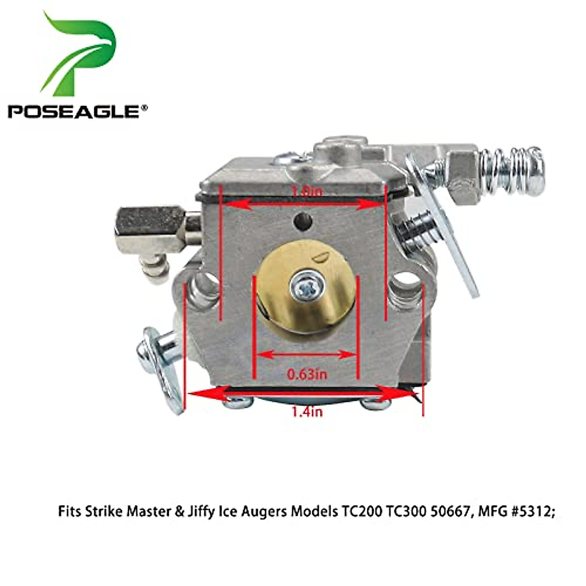 POSEAGLE 640347A Carburetor Replaces Tecumseh 640347A, 640347 for Tecumseh TC200, TC300, TM049XA 2 Cycle Vertical Engine of Strikemaster Jiffy Ice Auger