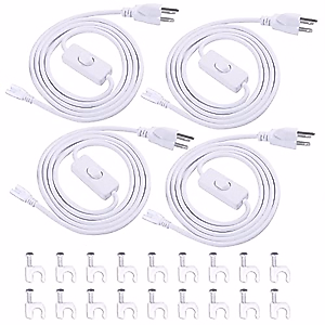 TRLIFE T5 T8 Power Cord, 6FT Long T5 T8 LED Light Cord with On/Off Switch, T5 T8 LED Wire Connector Power Cord with US Plug for LED T5 T8 Integrated Tube Light Fixtures (4 Pack)