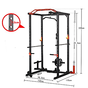 HAUSHECK Power Racks for Home Gym, Adjustable Squat Rαck with Pull Up Bar, J-Hooks, Dip Handles, 1400lbs Multi-Function Powēr Cage with Training Attachment, Orange