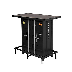 simple relax SR03CM3789BK-BT Bar Table, Black, Distressed Dark Oak
