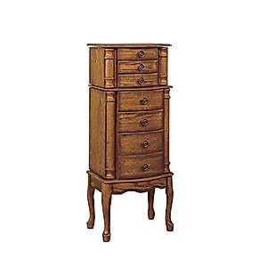 Powell Furniture Powell Jewelry Armoire, Distressed Woodland Oak Black Lining