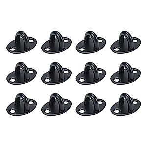 Dnyta 12 Pack Black Pad Eye Plate U Hooks Wall Mount Stainless Steel Ceiling Hooks Heavy Duty for Hanging Plants Lights