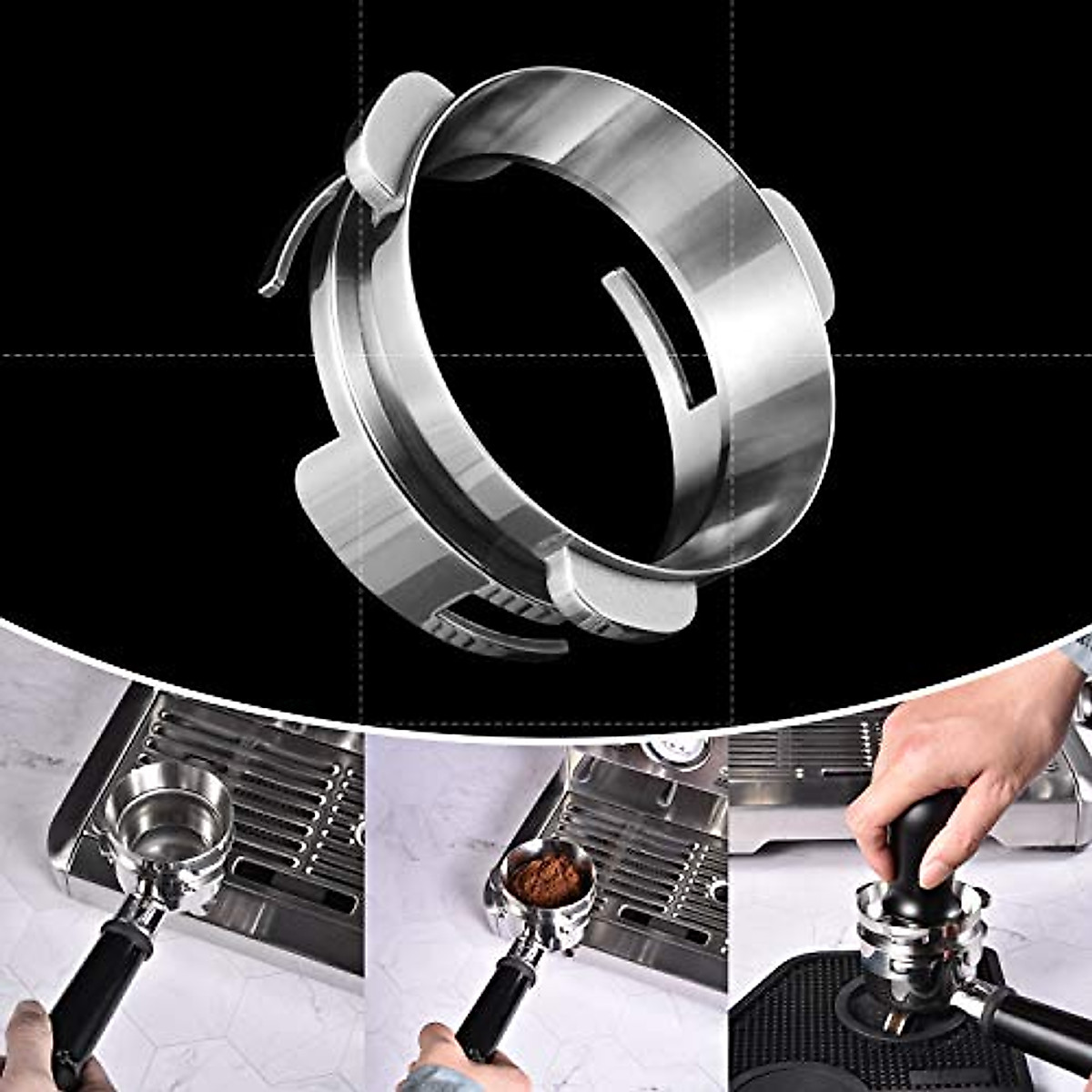 Hands-Free Dosing Funnel, MATOW 54mm Dosing Funnel with Grinder Trigger Fits Breville 54mm Portafilters