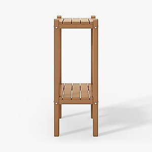 WestinTrends Malibu 36" Outdoor Adirondack HDPE 2-Tier Patio Side Table, Teak