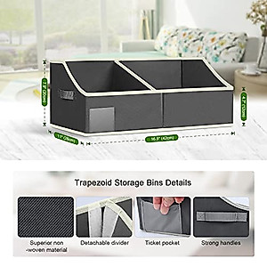 Homsorout Storage Bins with Lids, Trapezoid Storage Bins with Handle, Foldable Closet Storage Baskets, Clear Window Cube Storage Bins, Closet Organizers and Storage for Home, Rooms, 6 Packs, Grey