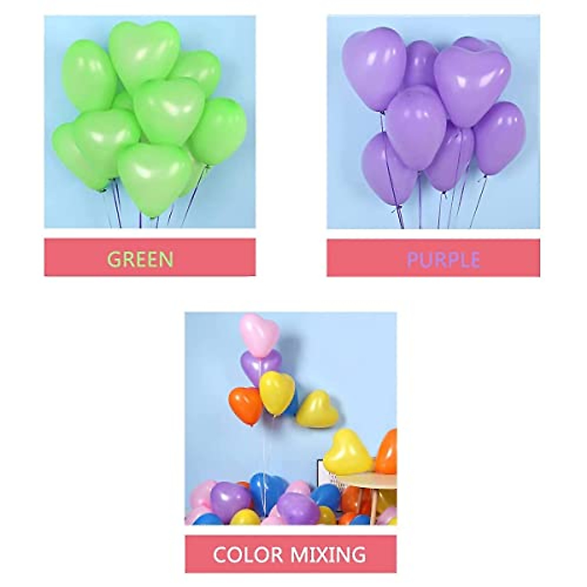 100 10-inch Color Heart shaped balloons 10 Kinds of Rainbow Party Latex Balloons for Valentines Day,Propose Marriage,Wedding Party…