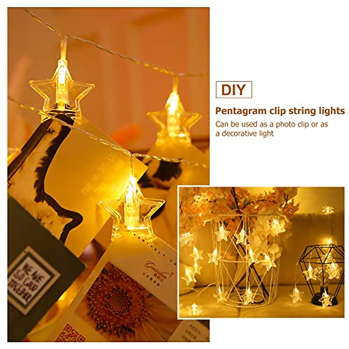 ACPOP Photo Clip Star String Lights, LED Lights with Clips for Hanging Pictures,Wedding Party, Christmas Tree, New Year, Garden Decoration, Warm White
