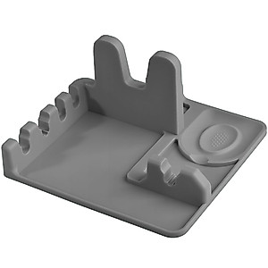 Cozihom Silicone Spoon Rest and Pot Lid Holder Stand for Kitchen Counter Top, Ladle/Spatula/Spoon/Tongs Holder, Food Grade Silicone, Heat Resistant, Anti-slip BPA-Free, Grey