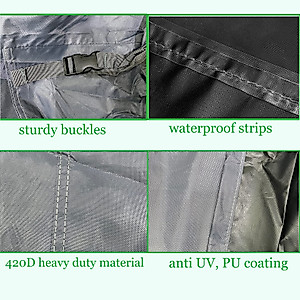 J&C Patio Sectional Sofa Covers, 420D Patio Furniture Covers for Sectional Heavy Duty, V Shaped Outdoor Furniture Cover Waterproof with Buckle Outdoor Sofa Cover Heavy Duty Grey 118x118 Inch