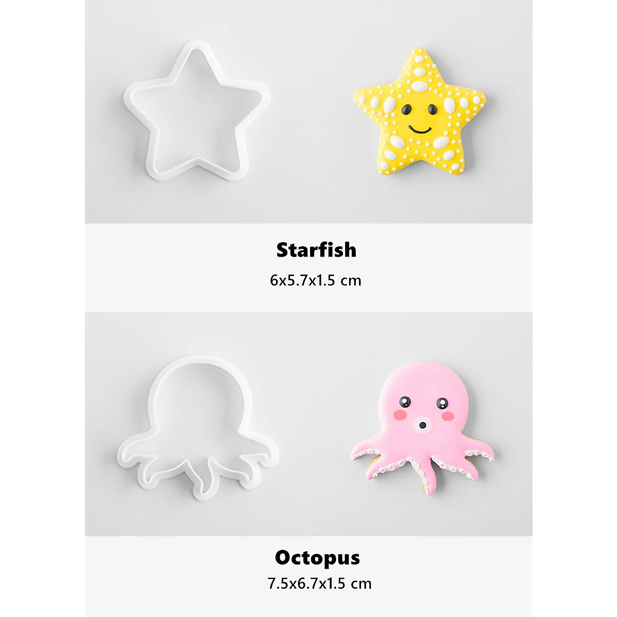 Cookie Cutters 8 Pieces Biscuit Sandwich Cutter Dolphin Whale Octopus Fish Shapes Vegetables Fruits Bread Crust Slicer Kit for Kids Bento Lunch Box