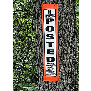 WristCo Posted Sign Orange No Trespassing for outdoors - 4" x 20" 100 per Roll - weatherproof tear-resistant Tyvek high visibility for warning hunting fishing trapping