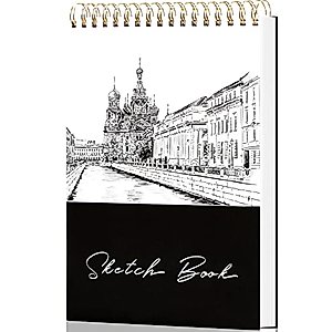 Top Spiral Sketchbook for Drawing Hardcover 9 x 12 Large Sketch Book for Women Men Girl 105 Sheets (68lb/100gsm) Premium Paper Sketch Pad, Black