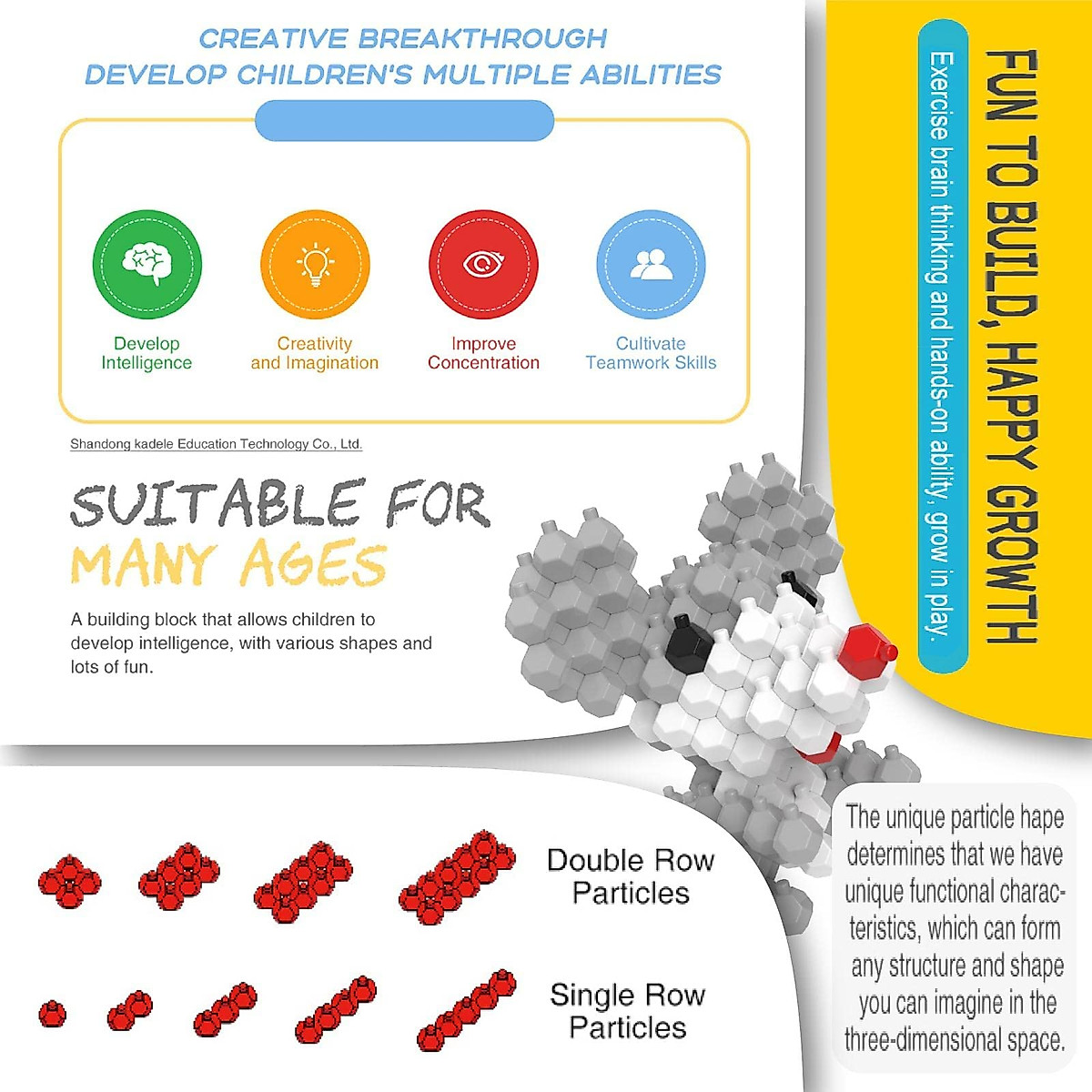 KADELE STEM Toys Educational Building Block Toys 087001 68 Piece ABS Material Building Toys Set