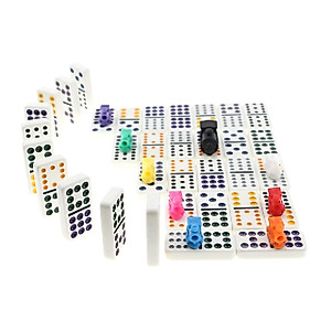 KAILE Mexican Train Dominos Game Set, 91 Tiles Double 12 Color Dots Dominoes Set for Travel Dominoes Game with Aluminum Case