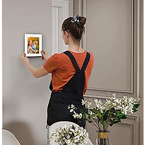 5x7 White Picture Frames Set of 2, Solid Wood Photo Frame with High Definition Glass, Rustic Simple Classic Handmade Wooden Frames for Wall Gallery Mounting or Table Top Display Decoration