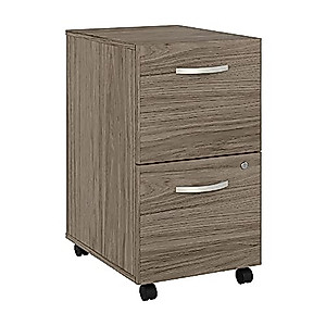 Bush Business Furniture Hybrid 2 Drawer Mobile File Cabinet-Assembled, Modern Hickory