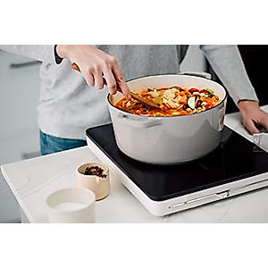 Milo by Kana 5.5-quart Enameled Cast Iron Dutch Oven with Lid | Premium Casserole Cooking Pot | Enamel Coating Inside and Out | Oven Safe and Dishwasher Friendly (Pebble with Gold Knob)