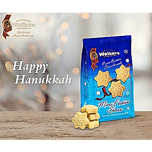 Walker's Shortbread Hanukkah Mini Festive Stars Holiday Cookies, Pure Butter Shortbread Cookies, 4.4 Oz Bag (Pack of 12)