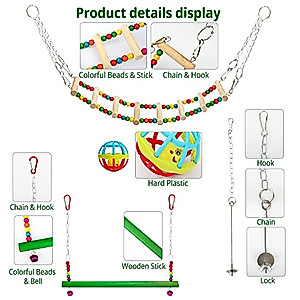 GAGILAND 7 Packs Chicken Coop Toys, Chicken Swing for Hens, Chicken Flexible Ladder, Chicken Xylophone, Chicken Mirror Toy, Ball Toy, Chicken Vegetable String Bag and Hanging Feeder