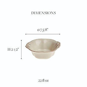 Casafina Ceramic Stoneware 22 oz. Soup & Cereal Bowl - Madeira Harvest Collection, Vanilla Crème | Microwave & Dishwasher Safe Dinnerware | Food Safe Glazing | Restaurant Quality Tableware