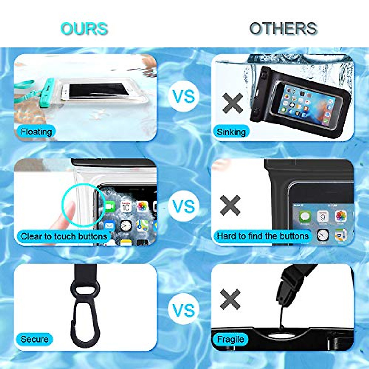 Karvense Waterproof Phone Pouch Case Floating, Waterproof Cell Phone Lanyard Bag/Holder for iPhone, Samsung Galaxy, Pixel, Universal Dry Bag for Vacation, Beach, Shower, Kayaking, Snorkeling- 4 Pack