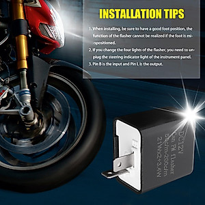 Dewkou 4 Pack Flasher Relays, 12 V LED Turn Signal Hyper Flash Relay, 2 Pin Speed Adjustable Electronic Flasher Relay, for Motorcycle, Car (Black)