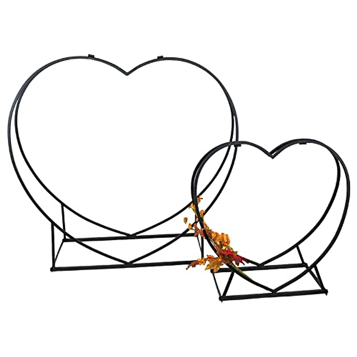 Westcharm 21.5" Metal Heart Shaped Firewood Log Rack | Black Firewood Holder Storage Rack | Fireplace Wood Storage Shelf for Outdoor Indoor Décor - Small