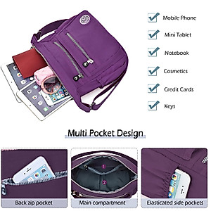 LassZone Nylon Crossbody Bag for Women Multi Pocket Casual Messenger Bag Lightweight Shoulder Handbag Ladies Waterproof Travel Purse