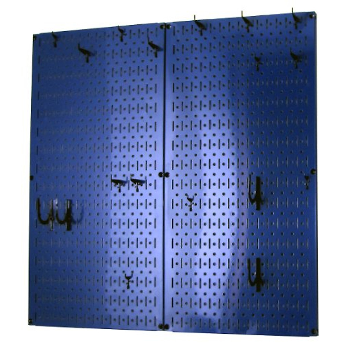 Wall Control Kitchen Pegboard Organizer Pots and Pans Pegboard Pack Storage and Organization Kit with Blue Pegboard and Black Accessories