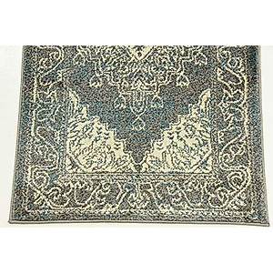 Unique Loom Aurora Collection Over-Dyed, Abstract, Botanical Southwestern, Transitional Area Rug, 2 ft x 3 ft, Gray/Ivory