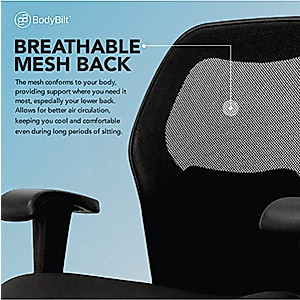 BodyBilt Seating Sola LT Ergonomic Office Chair | Comfortable Mid Back Computer Chair | Back Support Office Chair | Ultra-Soft | Ergonomic Lumbar Support Chair | Swivel Computer Task Chair