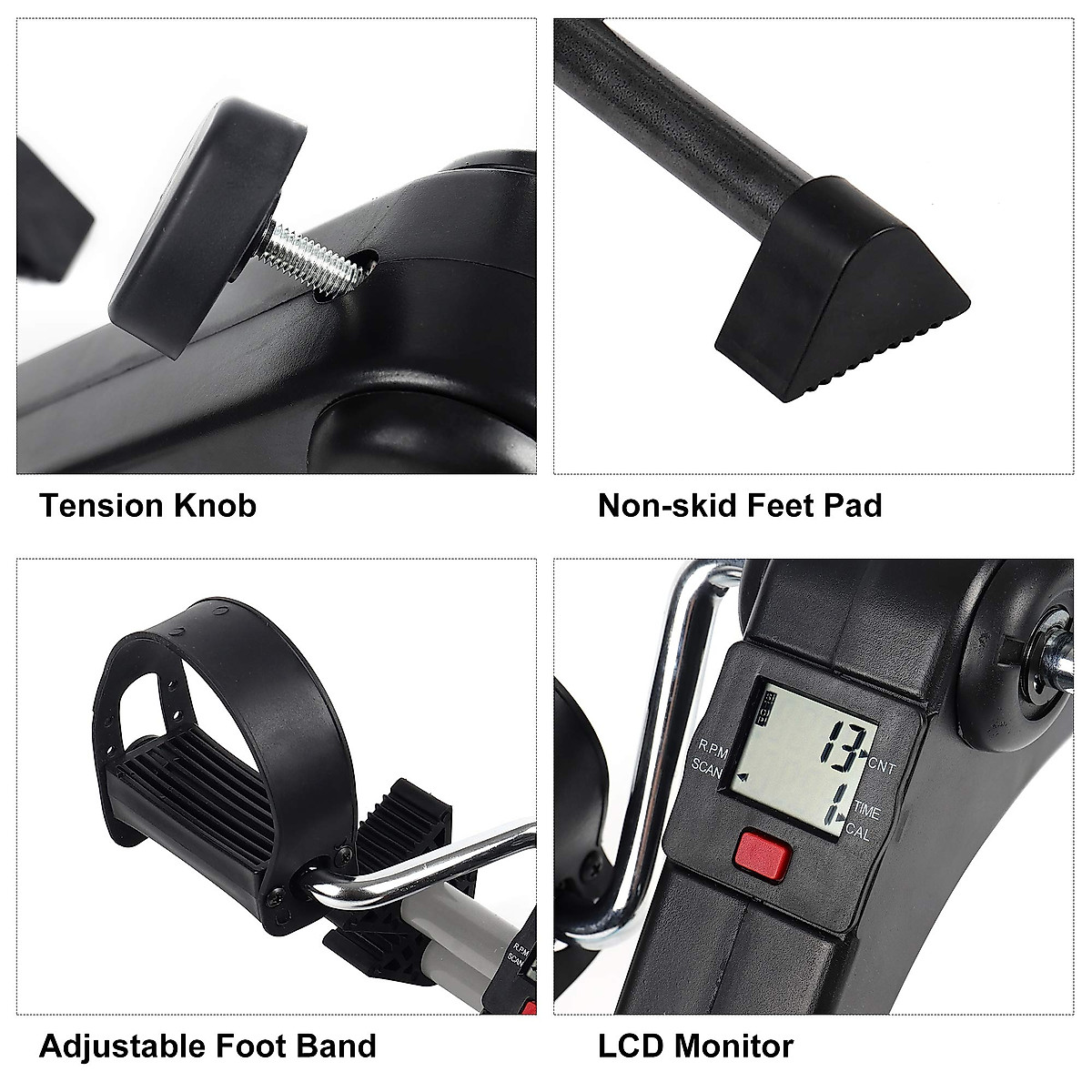 Ahmed Folding Under Desk Bike Pedal Exerciser for Arm/Leg Medical Fitness Exercise Bike Mini Portable Home Workout (Blue)