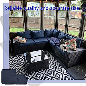 Kimunuk Outdoor Patio Cushion Cover Replacement, Outdoor Cushion Slipcovers for Outdoor Furniture Patio Sofa Couch Outside Zipper Design w/6 Seat Cushion Covers and 8 Backrest Pillow Covers