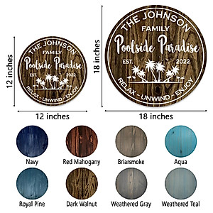 V VIBEPY Personalized Poolside Paradise Signs, Relax Unwind Enjoy Wood Signs 8",12", 18" - Pool Signs, Poolside Signs, Backyard Signs, Welcome Signs, Wooden Signs, Outdoor Signs, Yard Signs, Summer Signs