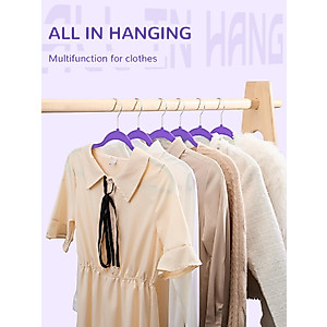 HOUSE DAY 60 Pack Plastic Hangers, Purple Hangers Extra Wide with 360°Swivel Hook, Space Saving Hangers for Bedroom Closet, Shirts, Pants, Heavy Duty Hangers Enough for Coat, Suit