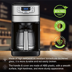 Coffee Pot Replacement 12 Cup for cuisinart Carafe DCC-1200PRC Fit for cuisinart Coffee Maker DCC-1100BK DCC-1200 DCC-2650 CHW-12 CHW-12P1 SS -12 etc