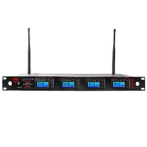 Nady 4W-1KU HT Quad True Diversity 1000-Channel Professional UHF Wireless System with 4 Handheld Microphones – Autoscan – Automatic Transmitter Pairing – All Metal Construction